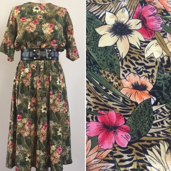 Vintage | Dresses | Vintage Jungle Print Dress | Poshmark